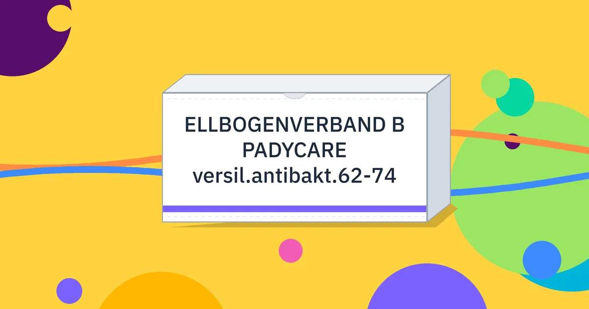 Symbolbild: Packung mit der Aufschrift ELLBOGENVERBAND B PADYCARE versil.antibakt.62-74 (PZN 10940218) – Verfügbarkeit und Bezug in Apotheken in Frankfurt am Main