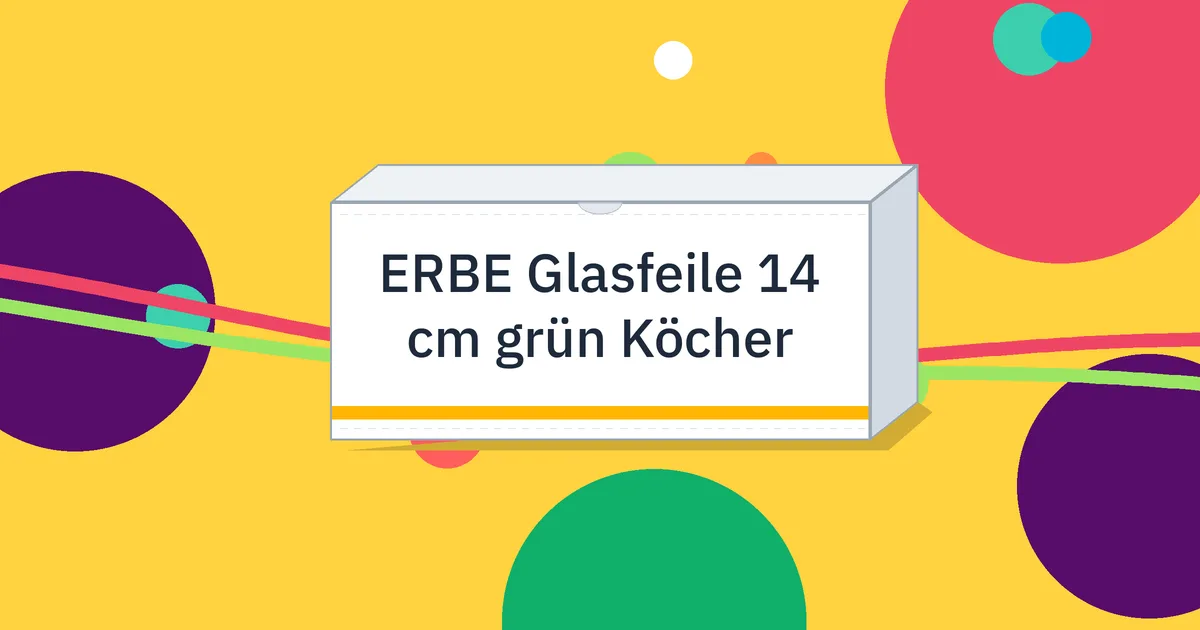 Symbolbild: Packung mit der Aufschrift ERBE Glasfeile 14 cm grün Köcher (PZN 20545960) – Verfügbarkeit und Bezug in Apotheken in Frankfurt am Main