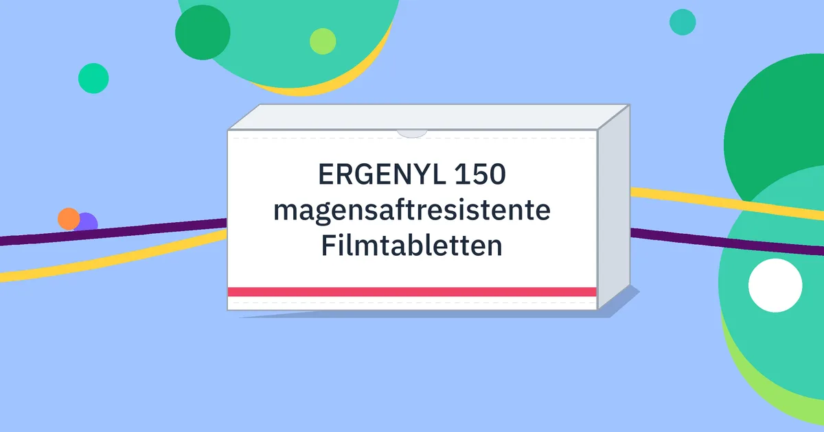 Symbolbild: Packung mit der Aufschrift ERGENYL 150 magensaftresistente Filmtabletten (PZN 02516765) – Verfügbarkeit und Bezug in Apotheken in Frankfurt am Main