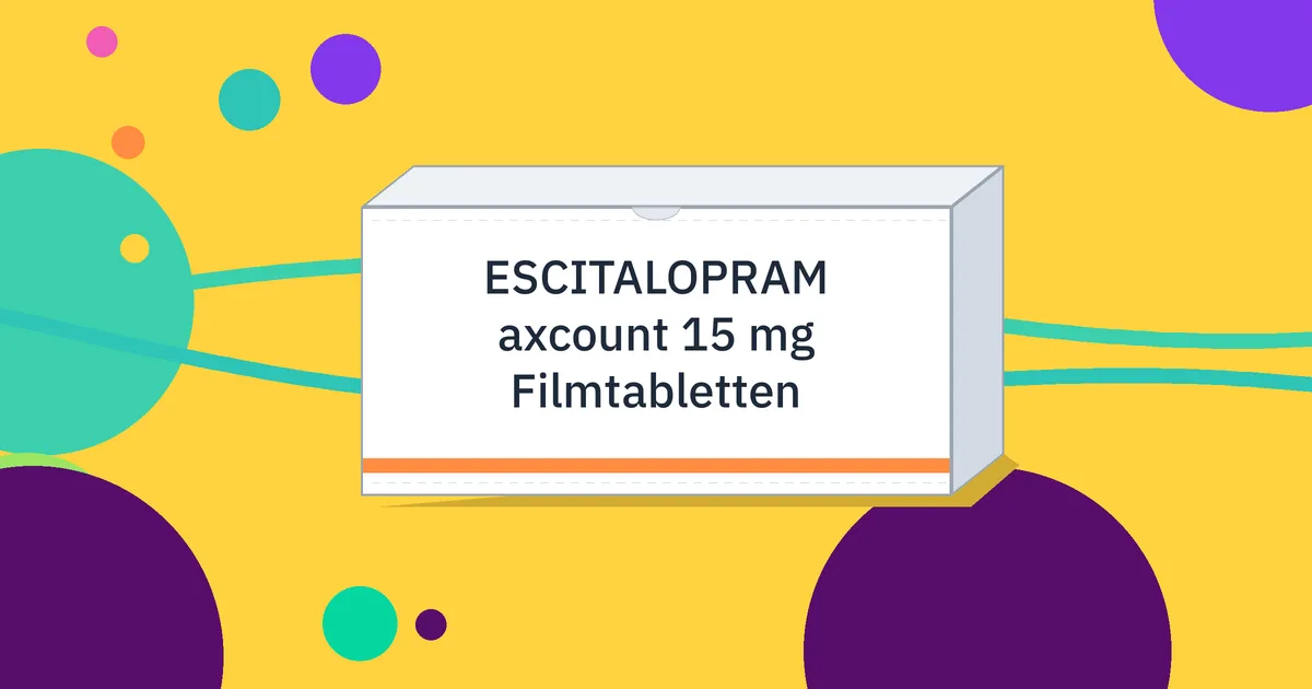 Symbolbild: Packung mit der Aufschrift ESCITALOPRAM axcount 15 mg Filmtabletten (PZN 19237957) – Verfügbarkeit und Bezug in Apotheken in Frankfurt am Main