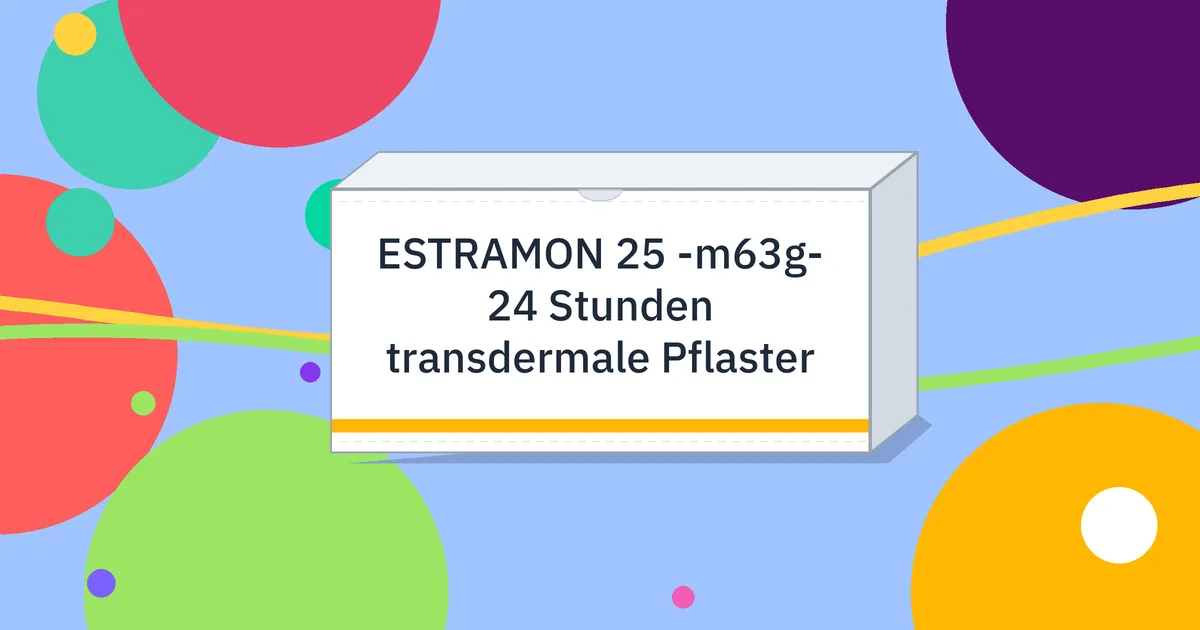 Symbolbild: Packung mit der Aufschrift ESTRAMON 25 -m63g-24 Stunden transdermale Pflaster (PZN 08416355) – Verfügbarkeit und Bezug in Apotheken in Frankfurt am Main