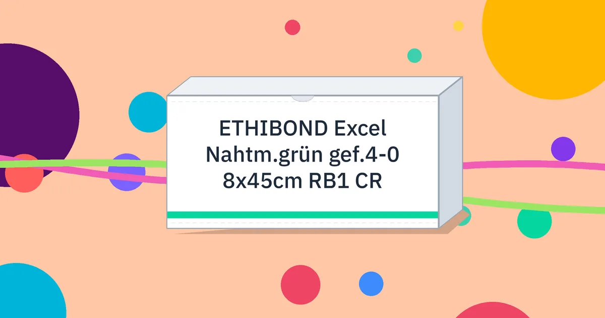 Symbolbild: Packung mit der Aufschrift ETHIBOND Excel Nahtm.grün gef.4-0 8x45cm RB1 CR (PZN 20899959) – Verfügbarkeit und Bezug in Apotheken in Frankfurt am Main