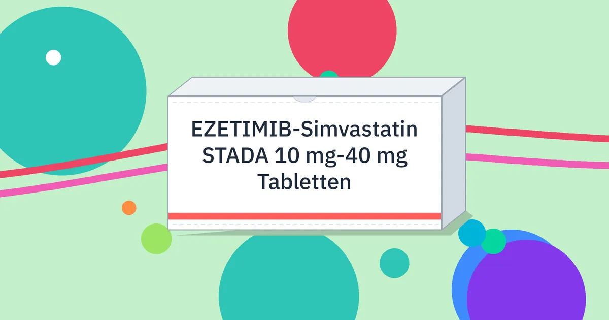 Symbolbild: Packung mit der Aufschrift EZETIMIB-Simvastatin STADA 10 mg-40 mg Tabletten (PZN 11853154) – Verfügbarkeit und Bezug in Apotheken in Frankfurt am Main