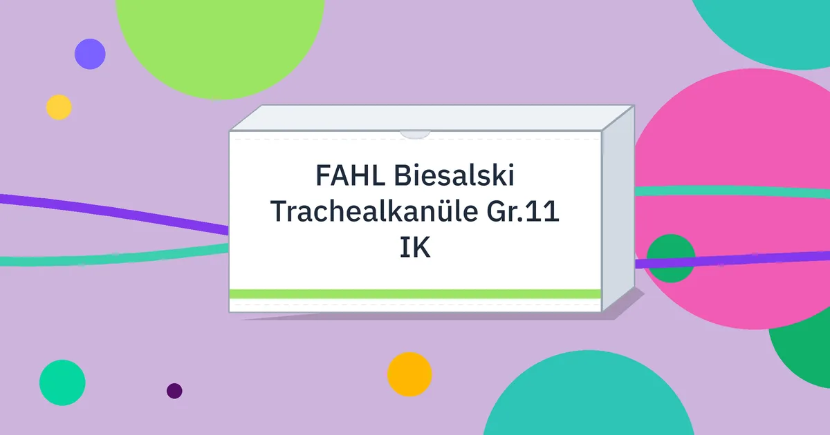 Symbolbild: Packung mit der Aufschrift FAHL Biesalski Trachealkanüle Gr.11 IK (PZN 14003114) – Verfügbarkeit und Bezug in Apotheken in Frankfurt am Main