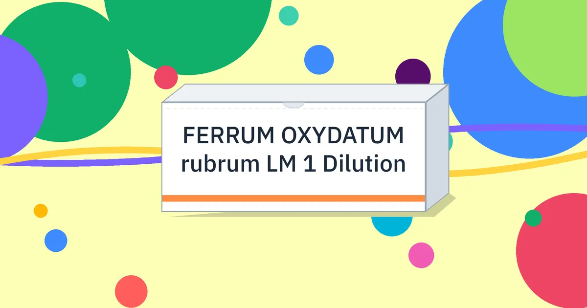 Symbolbild: Packung mit der Aufschrift FERRUM OXYDATUM rubrum LM 1 Dilution (PZN 12851536) – Verfügbarkeit und Bezug in Apotheken in Frankfurt am Main