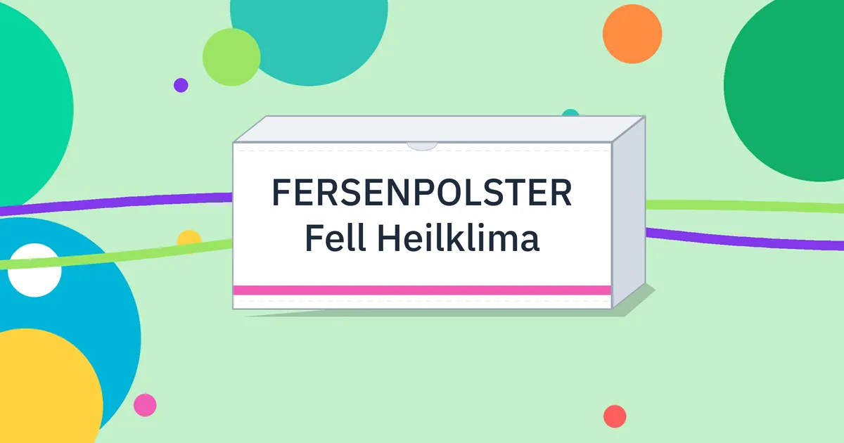 Symbolbild: Packung mit der Aufschrift FERSENPOLSTER Fell Heilklima (PZN 03055295) – Verfügbarkeit und Bezug in Apotheken in Frankfurt am Main