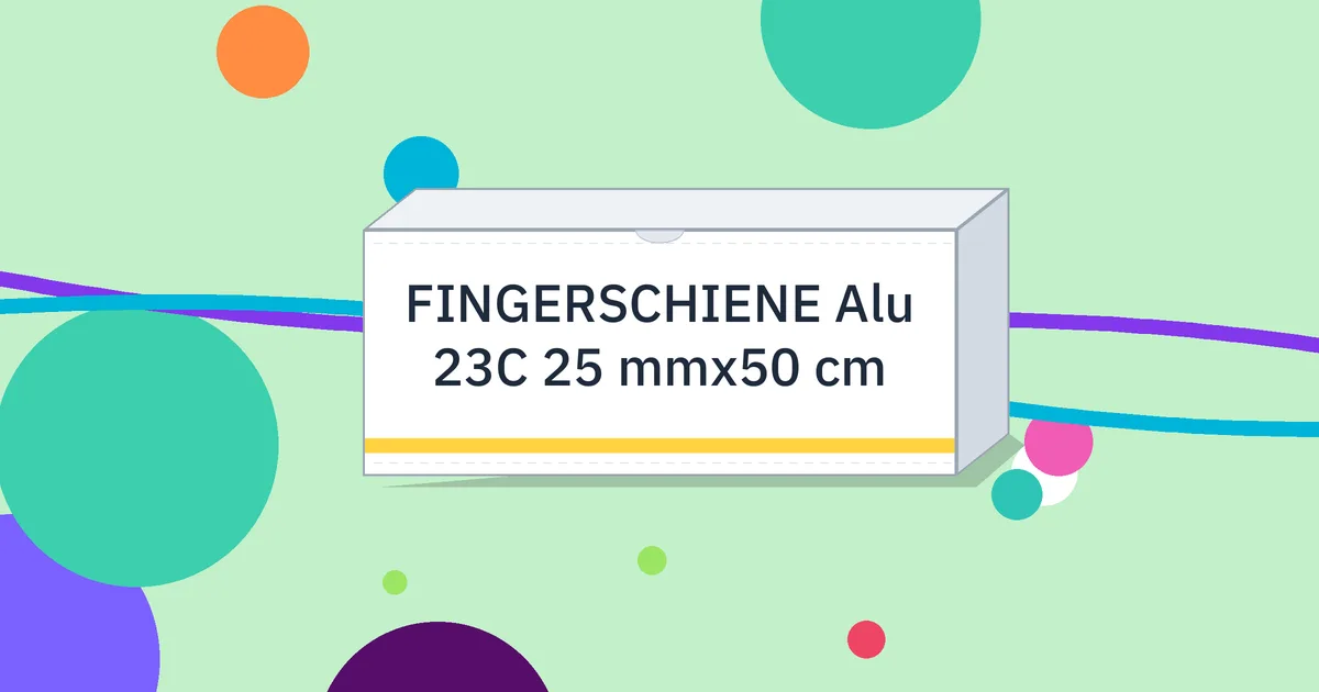 Symbolbild: Packung mit der Aufschrift FINGERSCHIENE Alu 23C 25 mmx50 cm (PZN 08857941) – Verfügbarkeit und Bezug in Apotheken in Frankfurt am Main