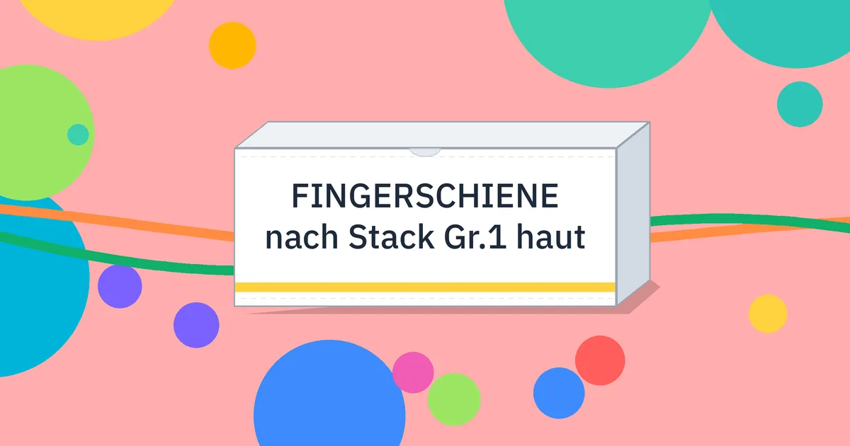 Symbolbild: Packung mit der Aufschrift FINGERSCHIENE nach Stack Gr.1 haut (PZN 07010800) – Verfügbarkeit und Bezug in Apotheken in Frankfurt am Main