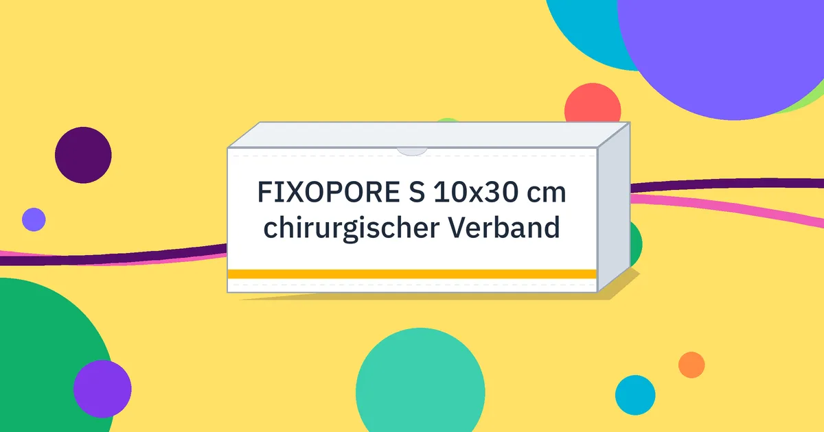 Symbolbild: Packung mit der Aufschrift FIXOPORE S 10x30 cm chirurgischer Verband (PZN 20523958) – Verfügbarkeit und Bezug in Apotheken in Frankfurt am Main
