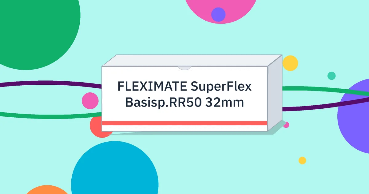Symbolbild: Packung mit der Aufschrift FLEXIMATE SuperFlex Basisp.RR50 32mm (PZN 09070226) – Verfügbarkeit und Bezug in Apotheken in Frankfurt am Main