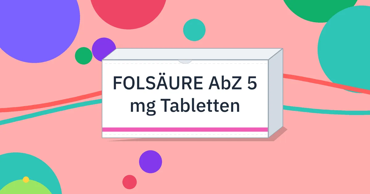 Symbolbild: Packung mit der Aufschrift FOLSÄURE AbZ 5 mg Tabletten (PZN 01234533) – Verfügbarkeit und Bezug in Apotheken in Frankfurt am Main