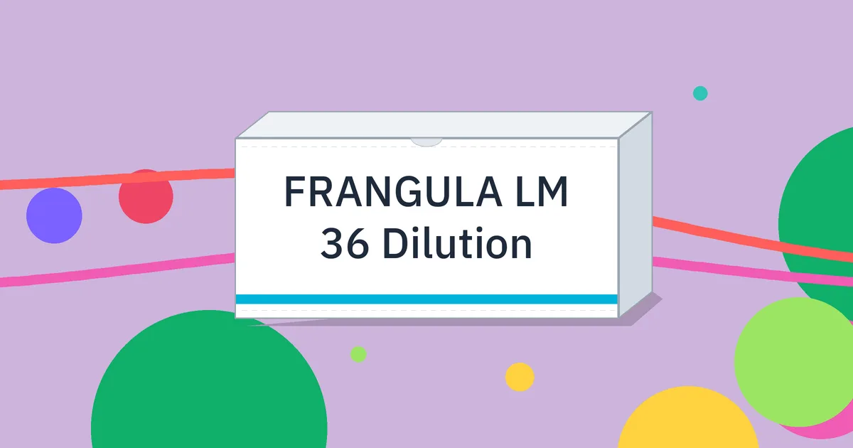 Symbolbild: Packung mit der Aufschrift FRANGULA LM 36 Dilution (PZN 12874649) – Verfügbarkeit und Bezug in Apotheken in Frankfurt am Main