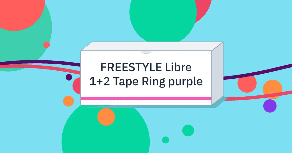 Symbolbild: Packung mit der Aufschrift FREESTYLE Libre 1+2 Tape Ring purple (PZN 18177710) – Verfügbarkeit und Bezug in Apotheken in Frankfurt am Main