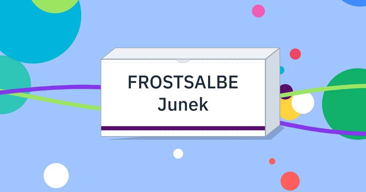 Symbolbild: Packung mit der Aufschrift FROSTSALBE Junek (PZN 10389128) – Verfügbarkeit und Bezug in Apotheken in Frankfurt am Main