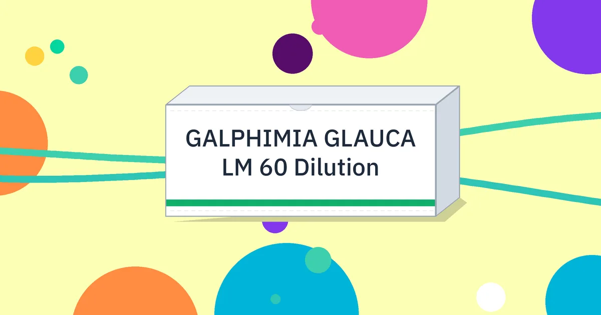 Symbolbild: Packung mit der Aufschrift GALPHIMIA GLAUCA LM 60 Dilution (PZN 12875554) – Verfügbarkeit und Bezug in Apotheken in Frankfurt am Main