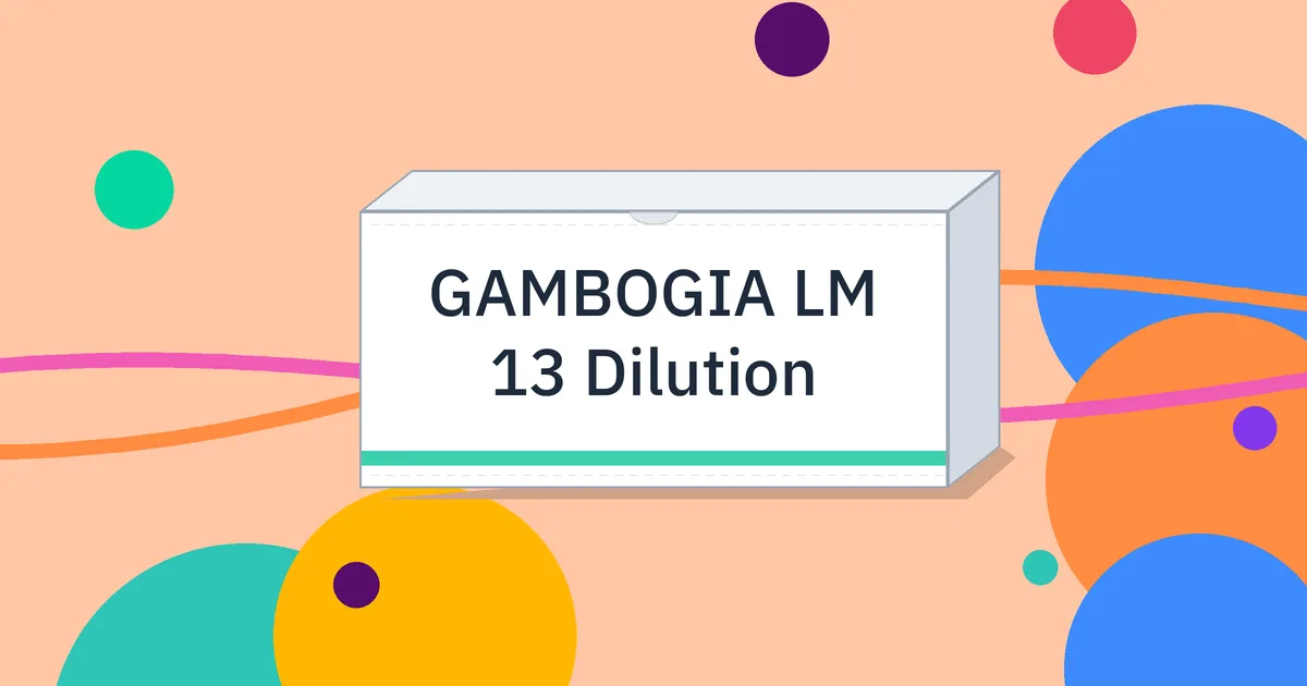 Symbolbild: Packung mit der Aufschrift GAMBOGIA LM 13 Dilution (PZN 13498533) – Verfügbarkeit und Bezug in Apotheken in Frankfurt am Main