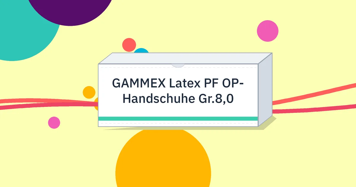 Symbolbild: Packung mit der Aufschrift GAMMEX Latex PF OP-Handschuhe Gr.8,0 (PZN 11237633) – Verfügbarkeit und Bezug in Apotheken in Frankfurt am Main