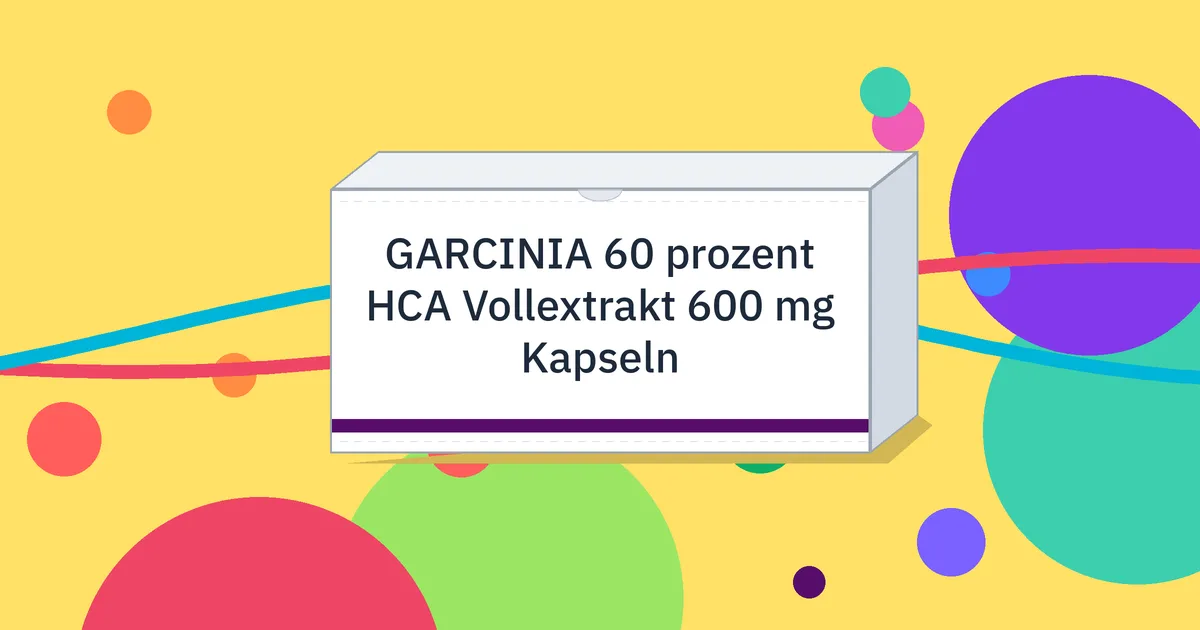 Symbolbild: Packung mit der Aufschrift GARCINIA 60 prozent HCA Vollextrakt 600 mg Kapseln (PZN 11221862) – Verfügbarkeit und Bezug in Apotheken in Frankfurt am Main