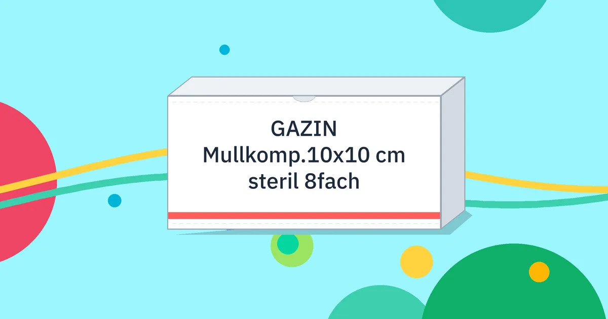 Symbolbild: Packung mit der Aufschrift GAZIN Mullkomp.10x10 cm steril 8fach (PZN 17434381) – Verfügbarkeit und Bezug in Apotheken in Frankfurt am Main