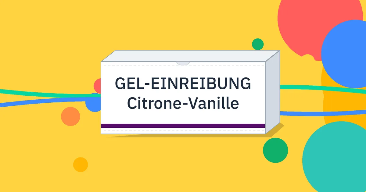 Symbolbild: Packung mit der Aufschrift GEL-EINREIBUNG Citrone-Vanille (PZN 16860093) – Verfügbarkeit und Bezug in Apotheken in Frankfurt am Main