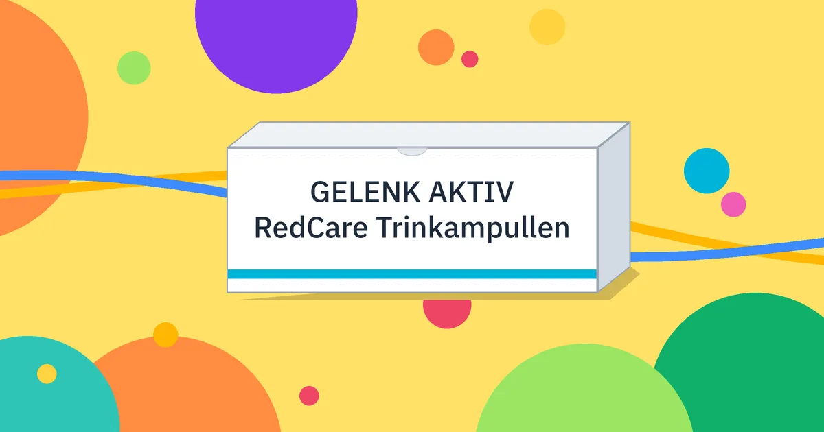 Symbolbild: Packung mit der Aufschrift GELENK AKTIV RedCare Trinkampullen (PZN 16599602) – Verfügbarkeit und Bezug in Apotheken in Frankfurt am Main