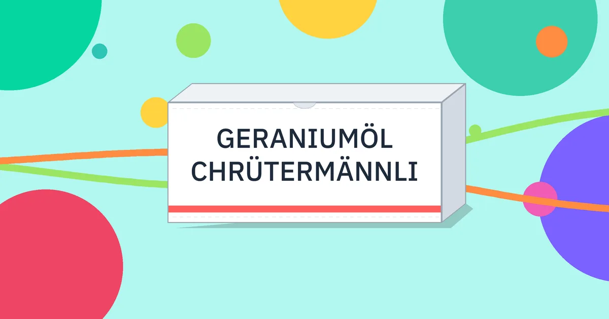 Symbolbild: Packung mit der Aufschrift GERANIUMÖL CHRÜTERMÄNNLI (PZN 08422999) – Verfügbarkeit und Bezug in Apotheken in Frankfurt am Main