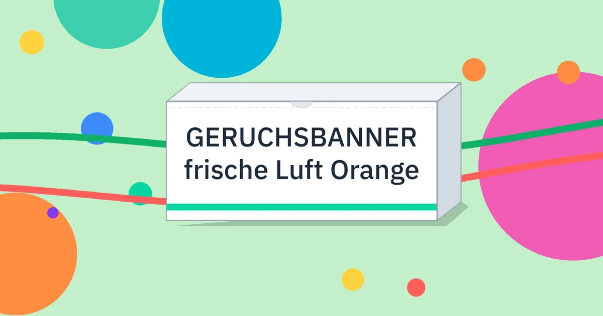Symbolbild: Packung mit der Aufschrift GERUCHSBANNER frische Luft Orange (PZN 17314168) – Verfügbarkeit und Bezug in Apotheken in Frankfurt am Main