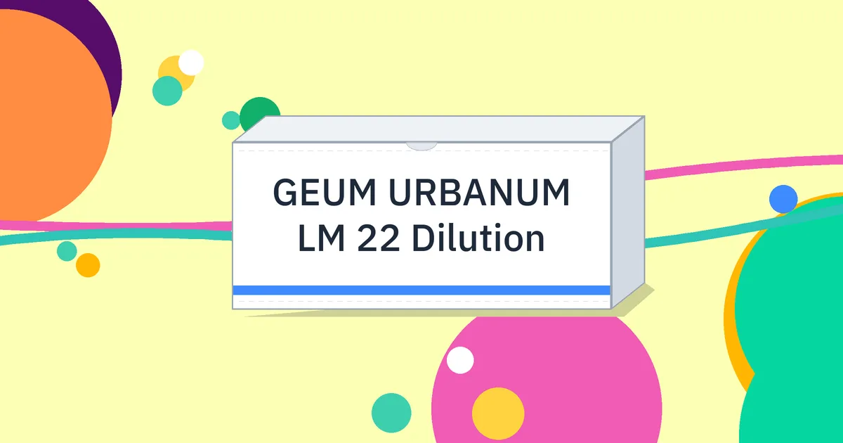 Symbolbild: Packung mit der Aufschrift GEUM URBANUM LM 22 Dilution (PZN 13543848) – Verfügbarkeit und Bezug in Apotheken in Frankfurt am Main