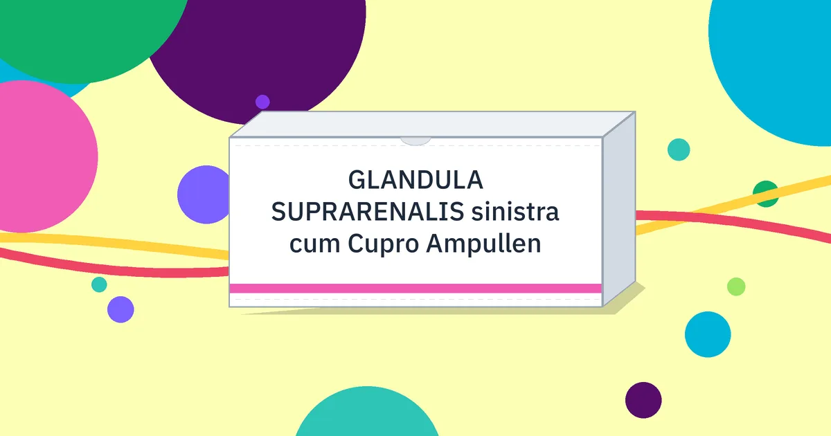 Symbolbild: Packung mit der Aufschrift GLANDULA SUPRARENALIS sinistra cum Cupro Ampullen (PZN 01751524) – Verfügbarkeit und Bezug in Apotheken in Frankfurt am Main