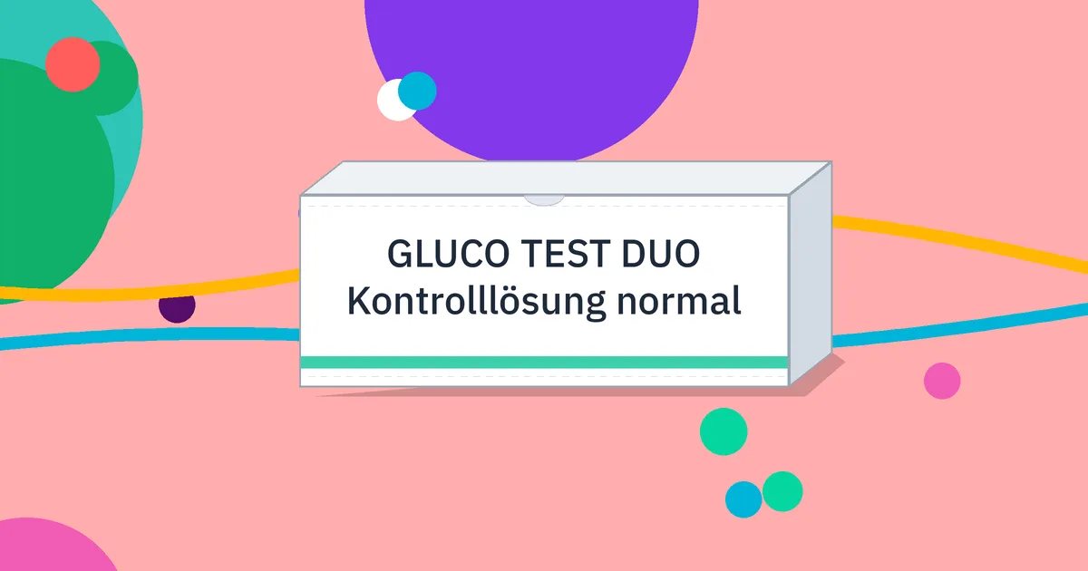 Symbolbild: Packung mit der Aufschrift GLUCO TEST DUO Kontrolllösung normal (PZN 11563901) – Verfügbarkeit und Bezug in Apotheken in Frankfurt am Main