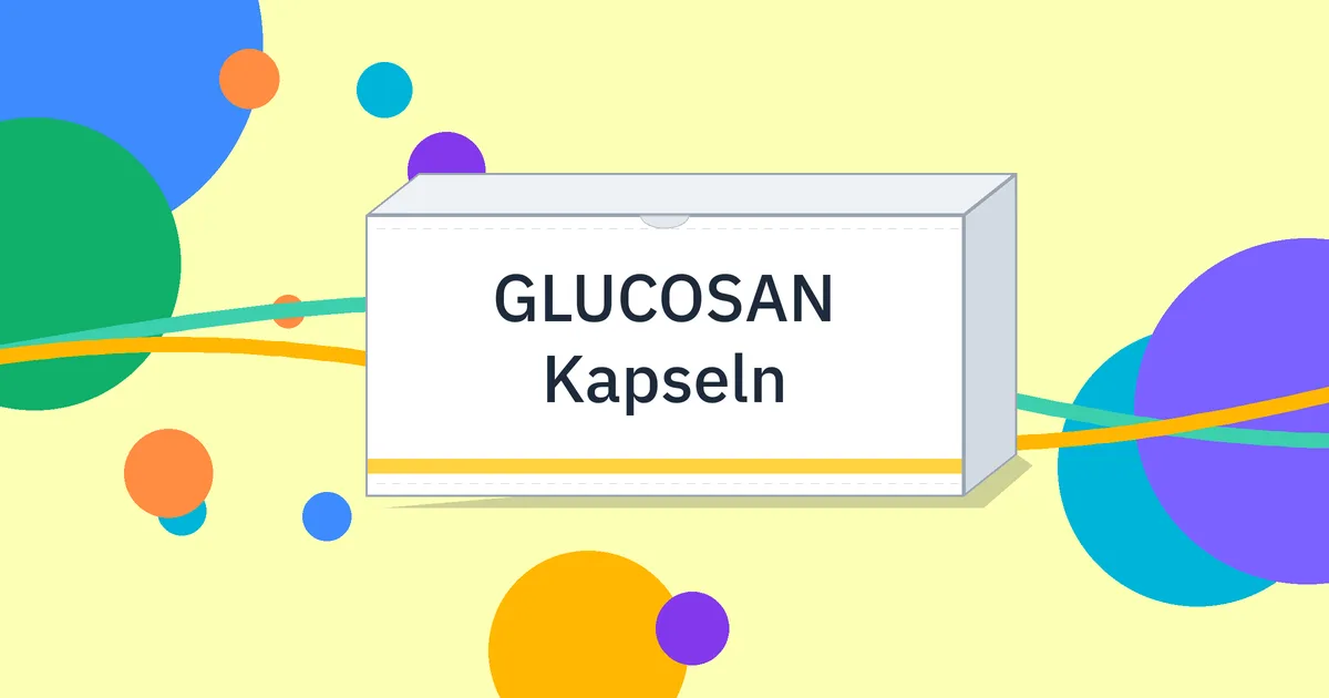 Symbolbild: Packung mit der Aufschrift GLUCOSAN Kapseln (PZN 02975243) – Verfügbarkeit und Bezug in Apotheken in Frankfurt am Main