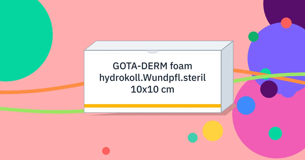 Symbolbild: Packung mit der Aufschrift GOTA-DERM foam hydrokoll.Wundpfl.steril 10x10 cm (PZN 01340382) – Verfügbarkeit und Bezug in Apotheken in Frankfurt am Main