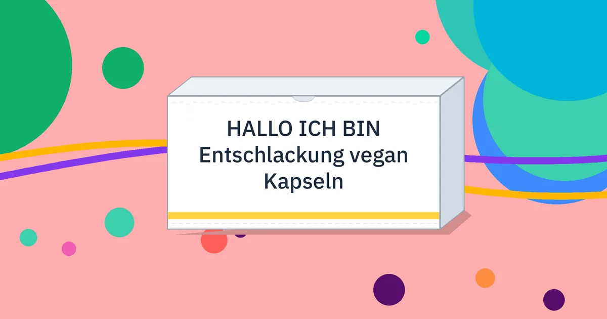 Symbolbild: Packung mit der Aufschrift HALLO ICH BIN Entschlackung vegan Kapseln (PZN 14290562) – Verfügbarkeit und Bezug in Apotheken in Frankfurt am Main