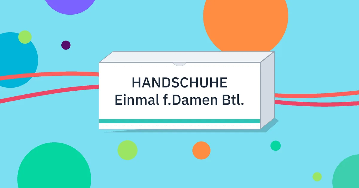 Symbolbild: Packung mit der Aufschrift HANDSCHUHE Einmal f.Damen Btl. (PZN 04818921) – Verfügbarkeit und Bezug in Apotheken in Frankfurt am Main