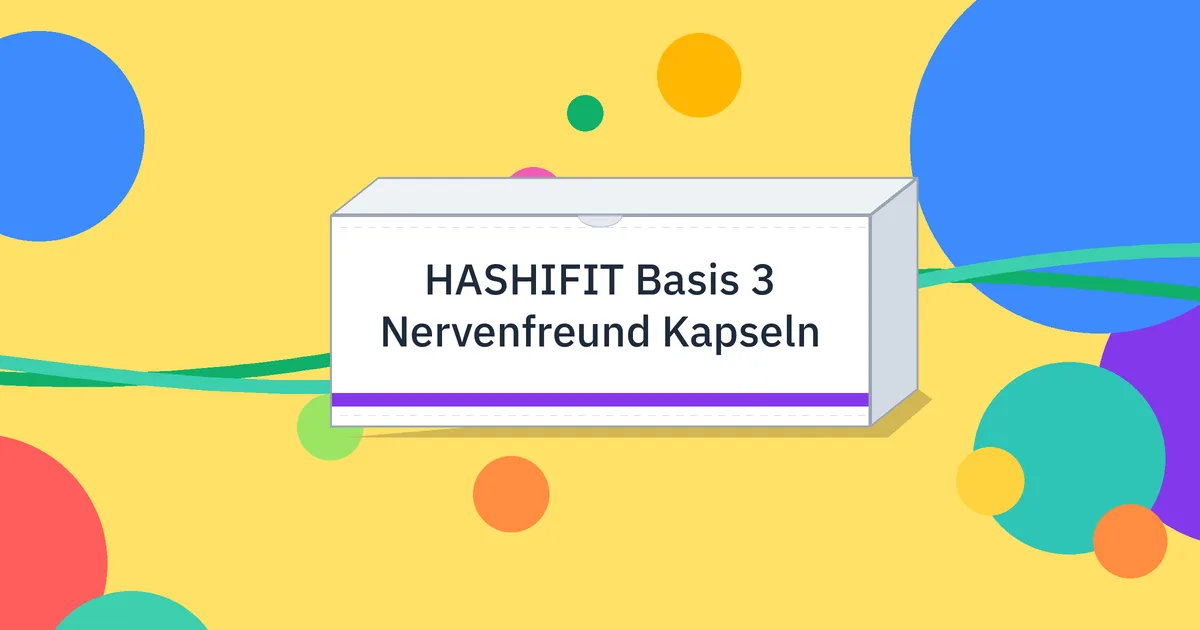 Symbolbild: Packung mit der Aufschrift HASHIFIT Basis 3 Nervenfreund Kapseln (PZN 20589503) – Verfügbarkeit und Bezug in Apotheken in Frankfurt am Main