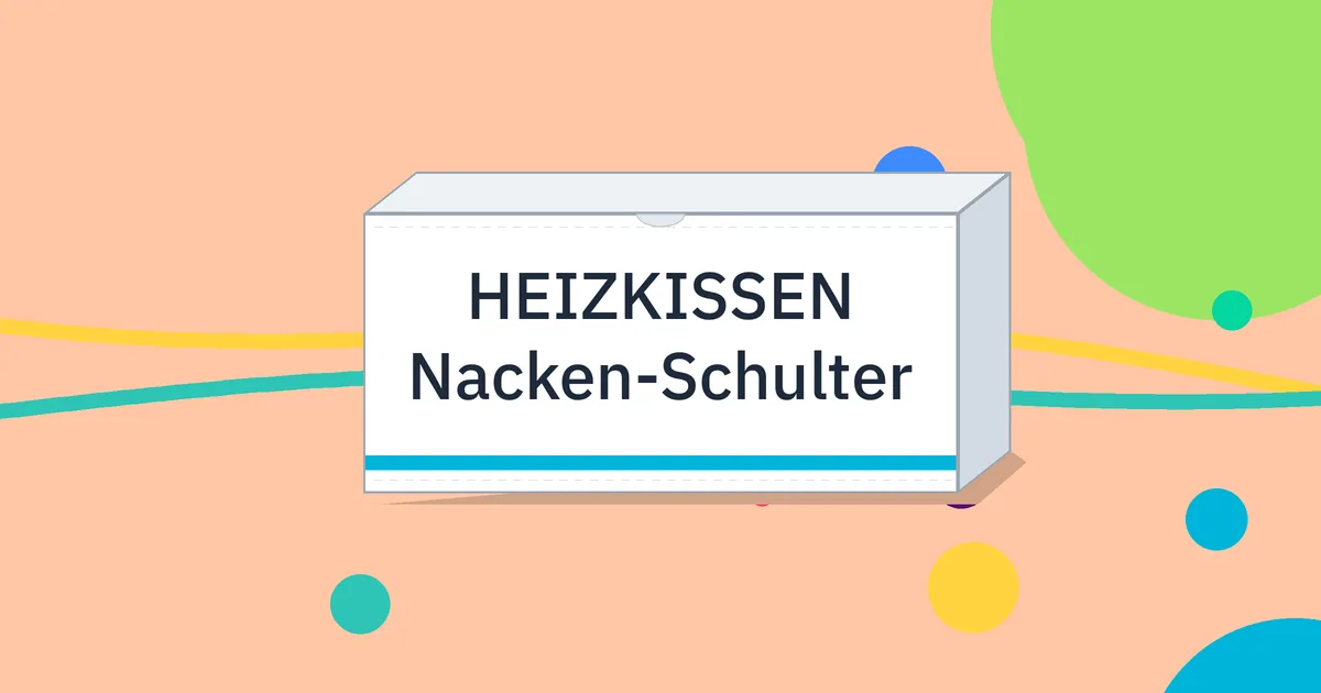 Symbolbild: Packung mit der Aufschrift HEIZKISSEN Nacken-Schulter (PZN 09609398) – Verfügbarkeit und Bezug in Apotheken in Frankfurt am Main