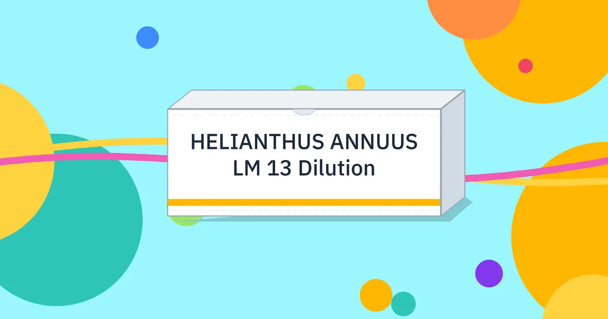 Symbolbild: Packung mit der Aufschrift HELIANTHUS ANNUUS LM 13 Dilution (PZN 12885802) – Verfügbarkeit und Bezug in Apotheken in Frankfurt am Main