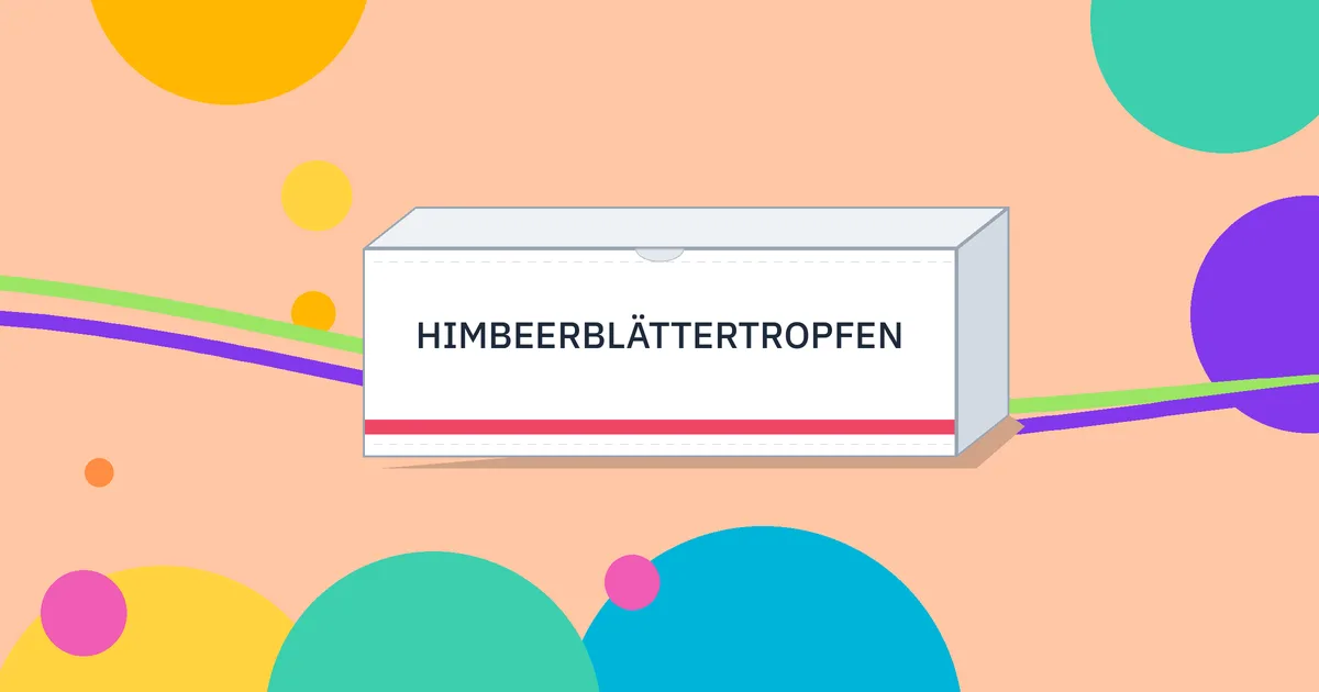 Symbolbild: Packung mit der Aufschrift HIMBEERBLÄTTERTROPFEN (PZN 11547635) – Verfügbarkeit und Bezug in Apotheken in Frankfurt am Main