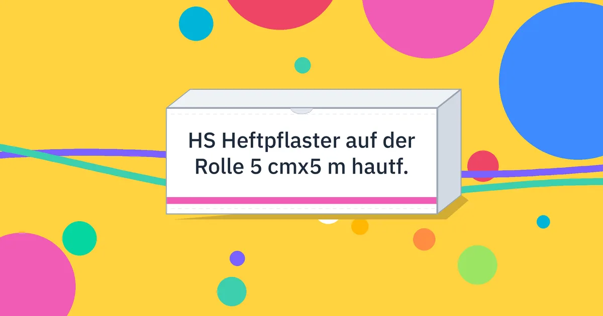 Symbolbild: Packung mit der Aufschrift HS Heftpflaster auf der Rolle 5 cmx5 m hautf. (PZN 09741933) – Verfügbarkeit und Bezug in Apotheken in Frankfurt am Main