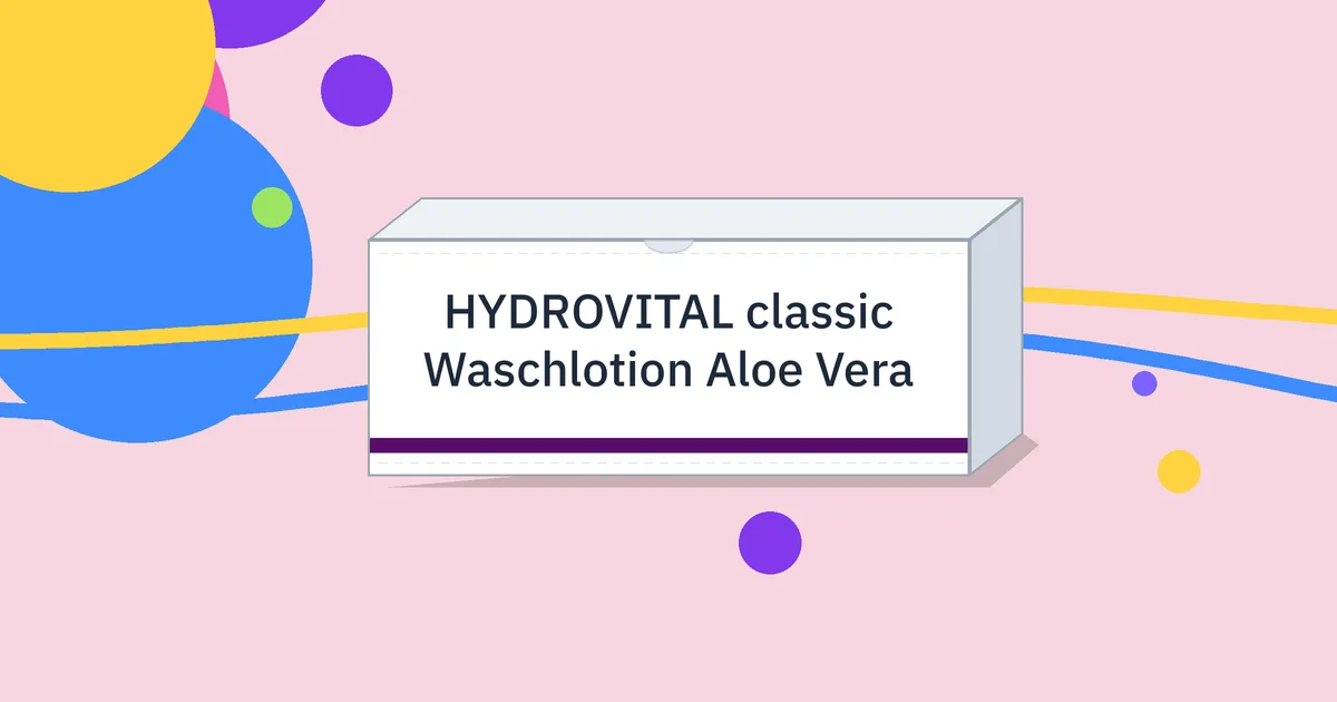 Symbolbild: Packung mit der Aufschrift HYDROVITAL classic Waschlotion Aloe Vera (PZN 08814392) – Verfügbarkeit und Bezug in Apotheken in Frankfurt am Main