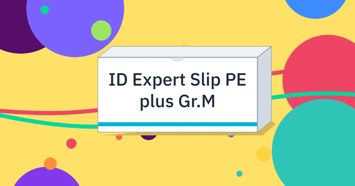 Symbolbild: Packung mit der Aufschrift ID Expert Slip PE plus Gr.M (PZN 04676036) – Verfügbarkeit und Bezug in Apotheken in Frankfurt am Main