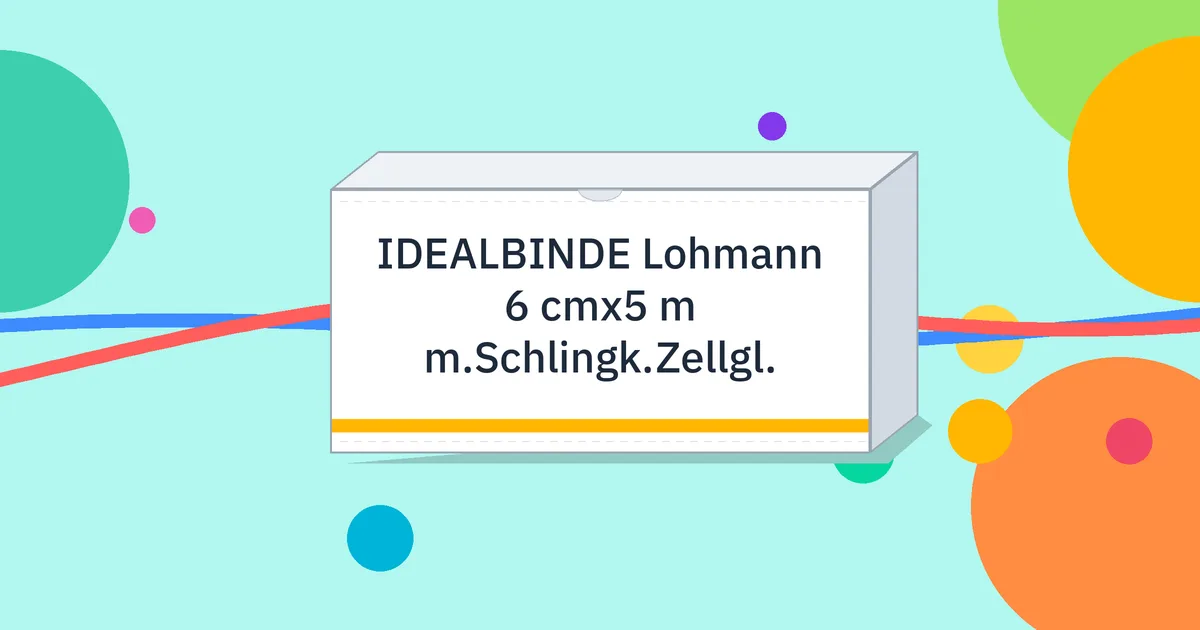Symbolbild: Packung mit der Aufschrift IDEALBINDE Lohmann 6 cmx5 m m.Schlingk.Zellgl. (PZN 15998702) – Verfügbarkeit und Bezug in Apotheken in Frankfurt am Main