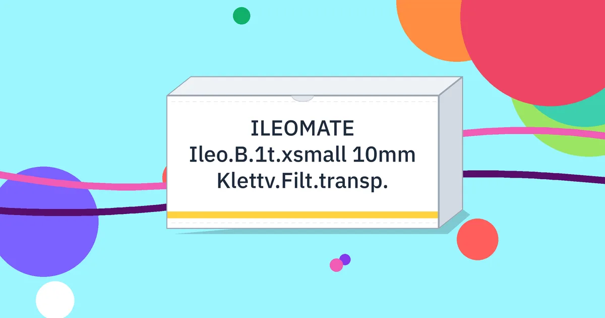 Symbolbild: Packung mit der Aufschrift ILEOMATE Ileo.B.1t.xsmall 10mm Klettv.Filt.transp. (PZN 03192193) – Verfügbarkeit und Bezug in Apotheken in Frankfurt am Main