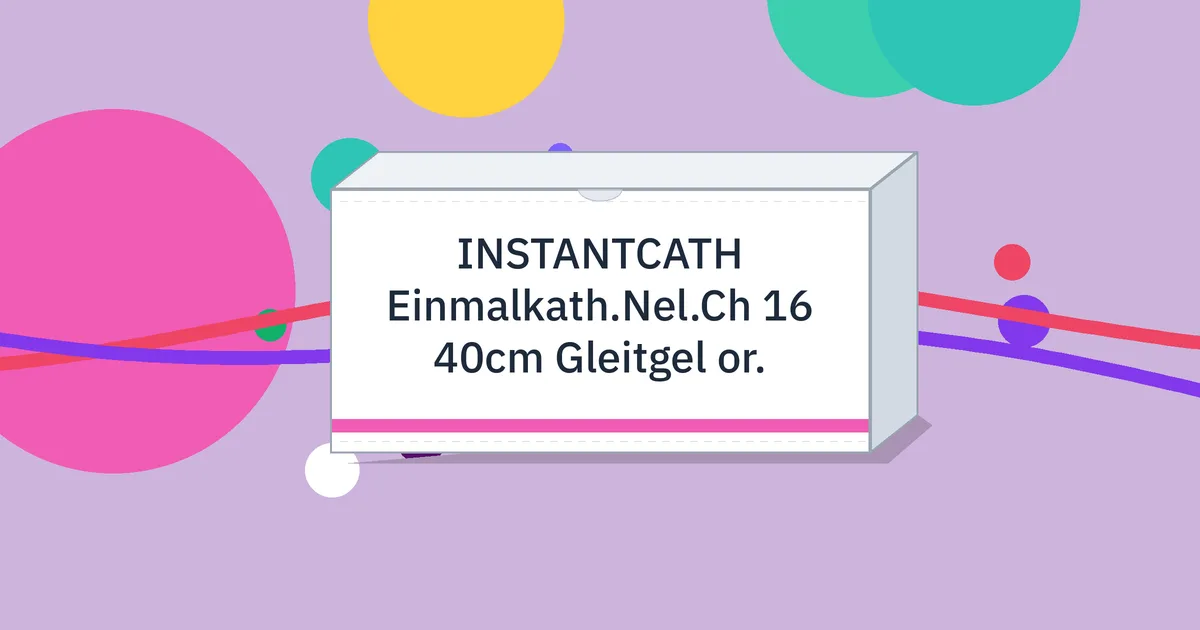 Symbolbild: Packung mit der Aufschrift INSTANTCATH Einmalkath.Nel.Ch 16 40cm Gleitgel or. (PZN 00103958) – Verfügbarkeit und Bezug in Apotheken in Frankfurt am Main