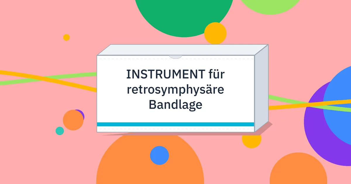 Symbolbild: Packung mit der Aufschrift INSTRUMENT für retrosymphysäre Bandlage (PZN 19389880) – Verfügbarkeit und Bezug in Apotheken in Frankfurt am Main