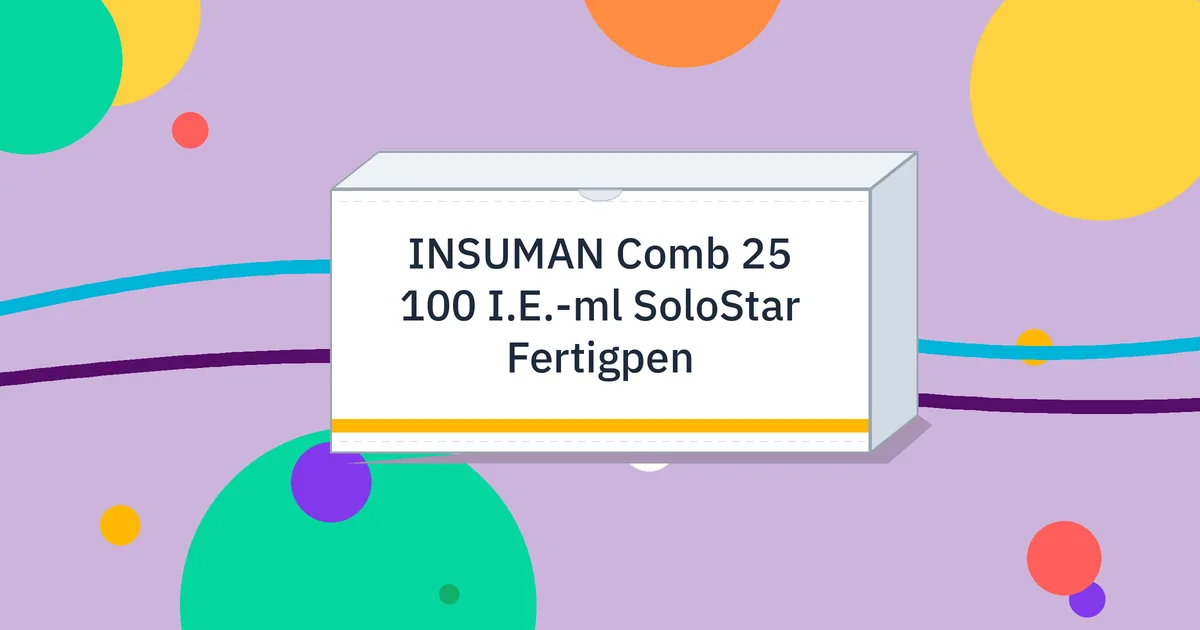 Symbolbild: Packung mit der Aufschrift INSUMAN Comb 25 100 I.E.-ml SoloStar Fertigpen (PZN 00056503) – Verfügbarkeit und Bezug in Apotheken in Frankfurt am Main