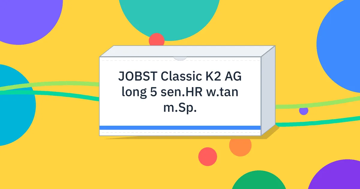 Symbolbild: Packung mit der Aufschrift JOBST Classic K2 AG long 5 sen.HR w.tan m.Sp. (PZN 17959712) – Verfügbarkeit und Bezug in Apotheken in Frankfurt am Main