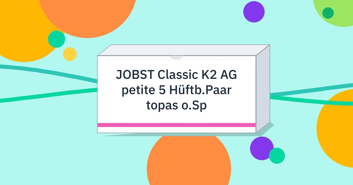 Symbolbild: Packung mit der Aufschrift JOBST Classic K2 AG petite 5 Hüftb.Paar topas o.Sp (PZN 13065314) – Verfügbarkeit und Bezug in Apotheken in Frankfurt am Main