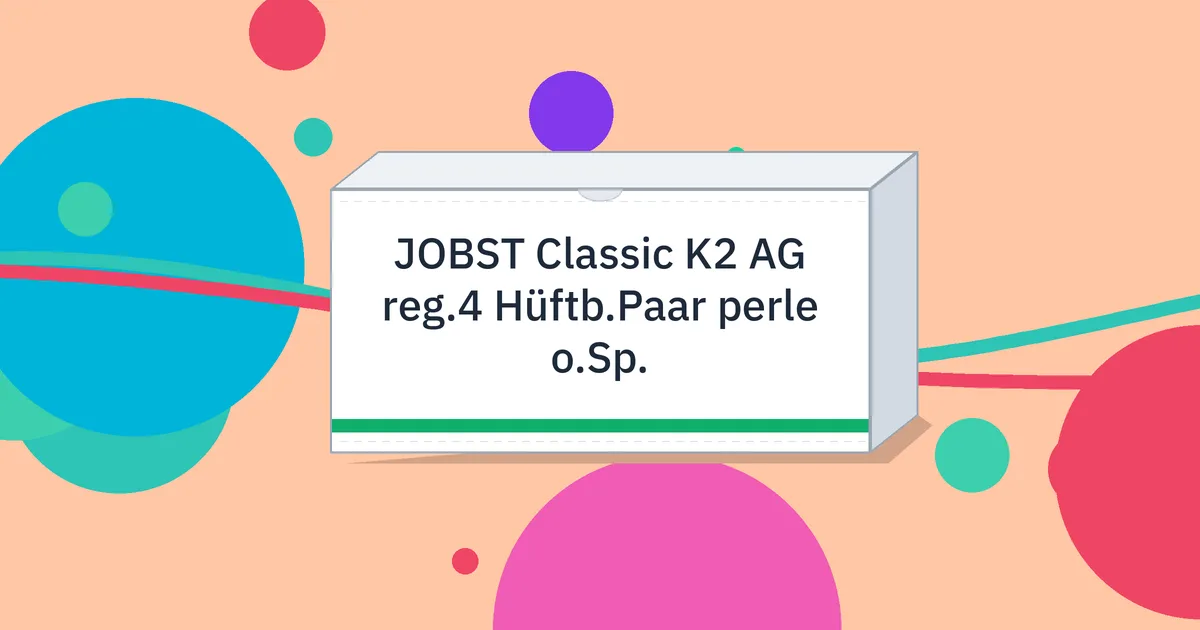 Symbolbild: Packung mit der Aufschrift JOBST Classic K2 AG reg.4 Hüftb.Paar perle o.Sp. (PZN 13066704) – Verfügbarkeit und Bezug in Apotheken in Frankfurt am Main