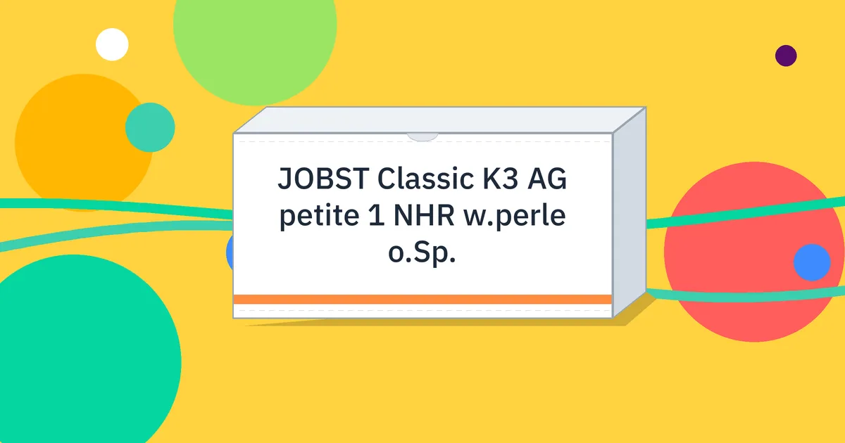 Symbolbild: Packung mit der Aufschrift JOBST Classic K3 AG petite 1 NHR w.perle o.Sp. (PZN 13073035) – Verfügbarkeit und Bezug in Apotheken in Frankfurt am Main